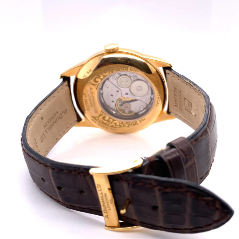 DUNHILL LIMITED EDITION MECHANICAL 18K GOLD CASE BROWN STRAP | Metals ...