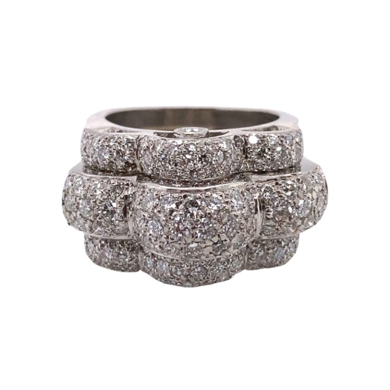 Platinum 3 Band Design Diamond Right Hand Ring | Metals in Time
