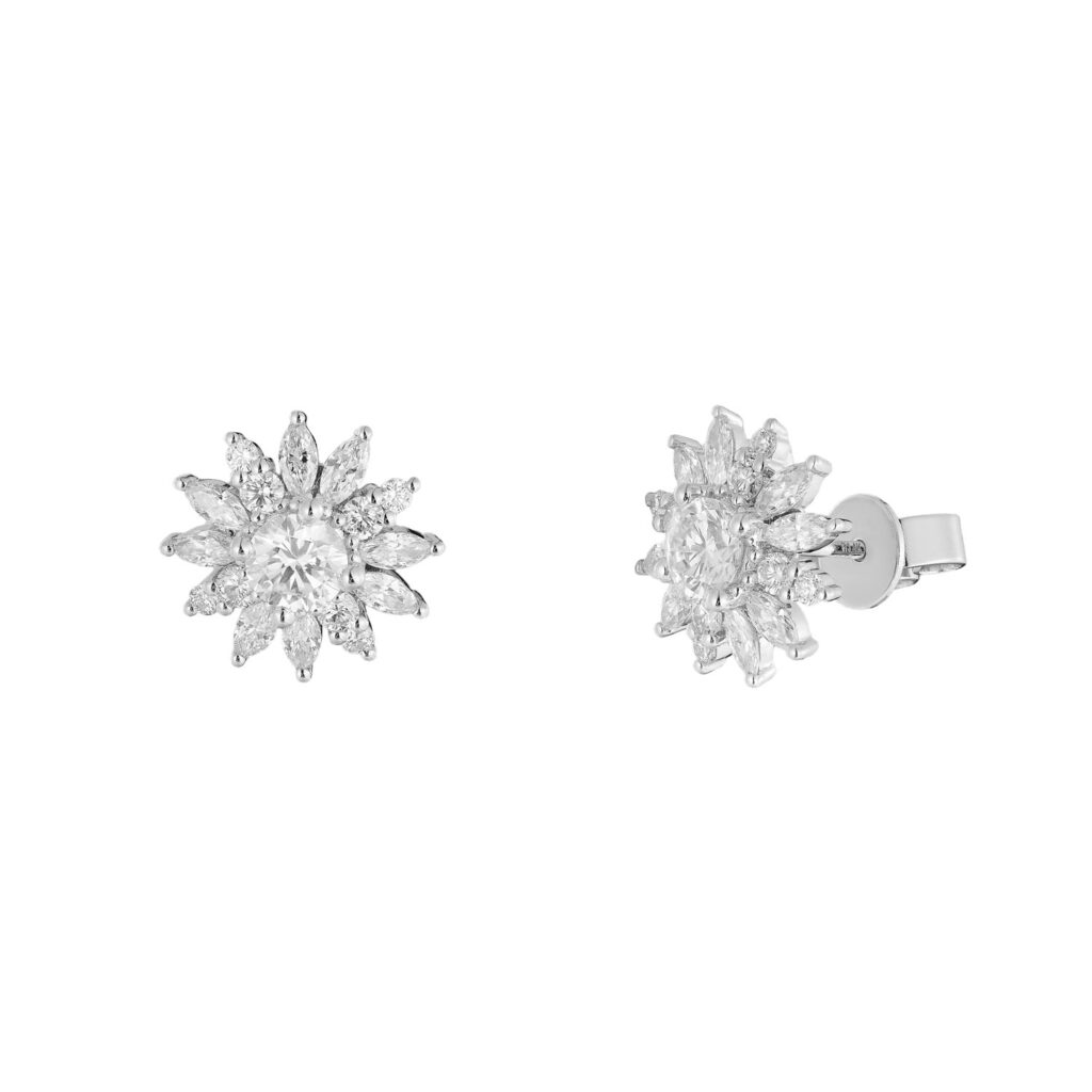 Snowflake Diamond Earrings, 1.50ctw | Metals in Time