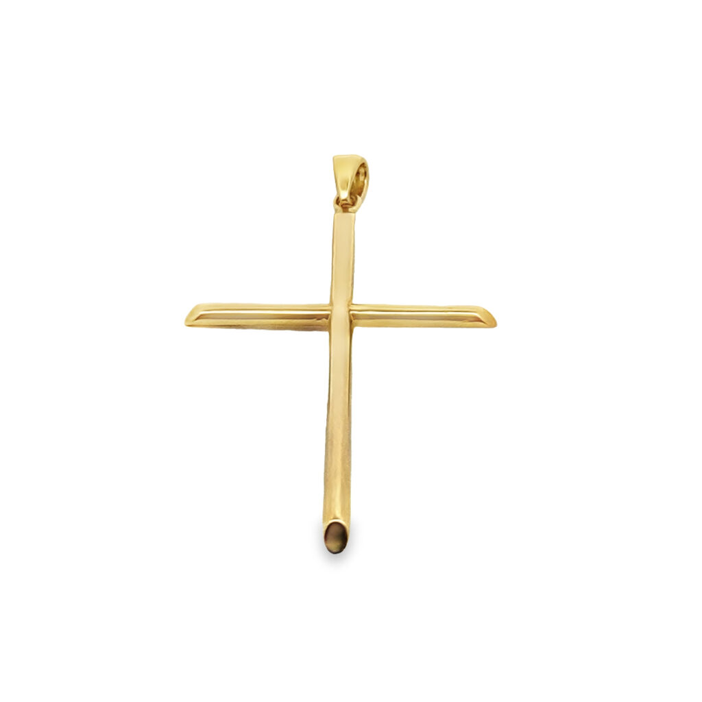 Solid Tube Gold Cross, 2" long | Metals in Time